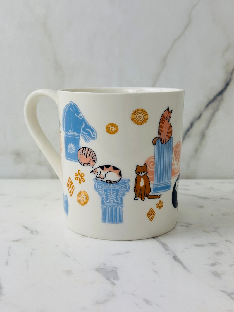 Greek Cats and Ruins Color Design Mug – Ammos and Sea